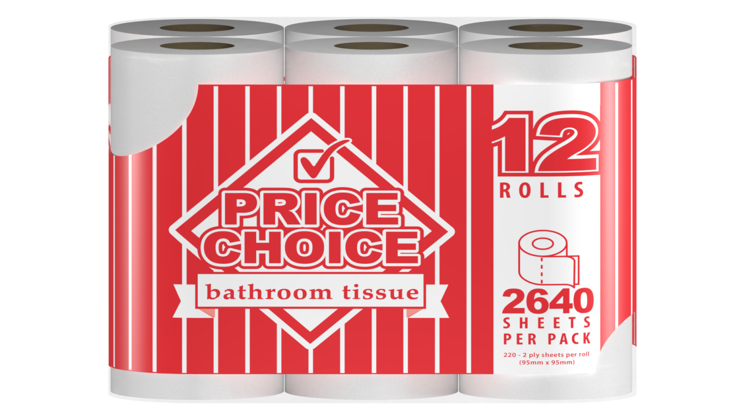 Price Choice Bathroom Tissue 12 Pack - The House of Paper Products Ltd